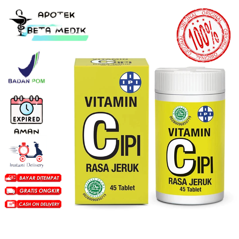 Jual IPI Vitamin C Botol Isi 80 Isi 45 Tablet Vit C Suplemen Daya Tahan | Shopee Indonesia