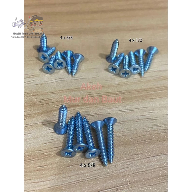 Jual Skrup Tapping Besi Putih FAB/JF / Sekrup Kepala FAB/JF 4 x 3/8 ...