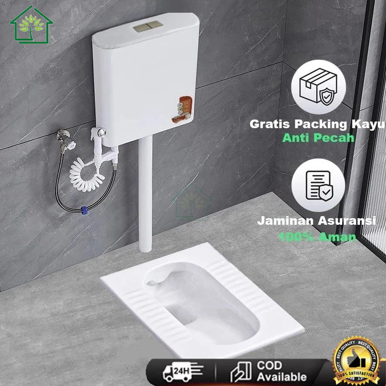 Jual 【Harga Minimum】COD Kloset Jongkok 1Set + Water Tanki Air Kursi WC Jongkok Toilet Keramik ...