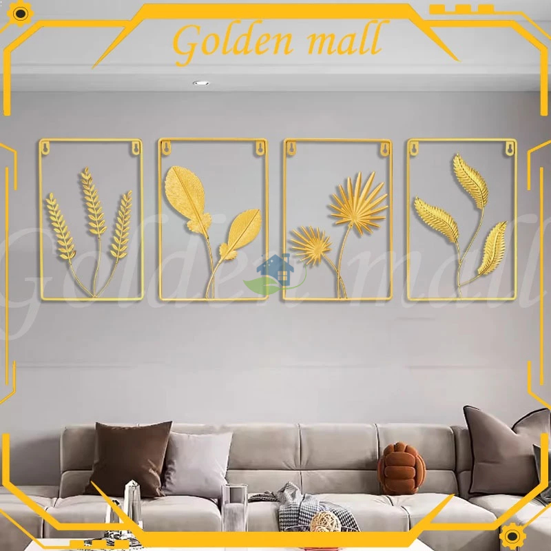 Jual COD Mural tanaman besi / lukisan dekoratif daun emas / gaya ...