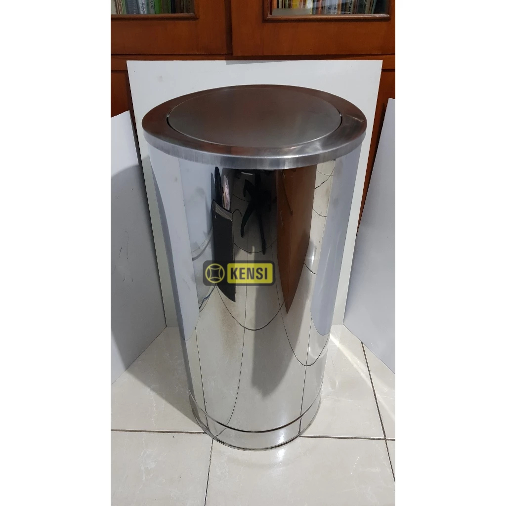 Jual Tempat Sampah KENSI Standing Dustbin Stainless Hitam Jumbo Tutup ...