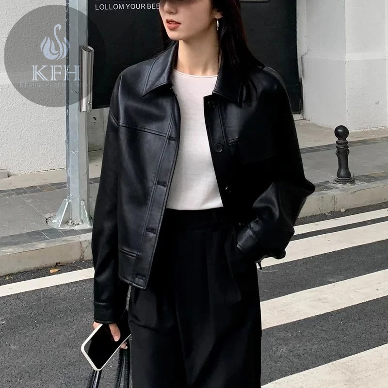 Jual Jaket Kulit Cropped Leather Jacket Women Korean High Street ...