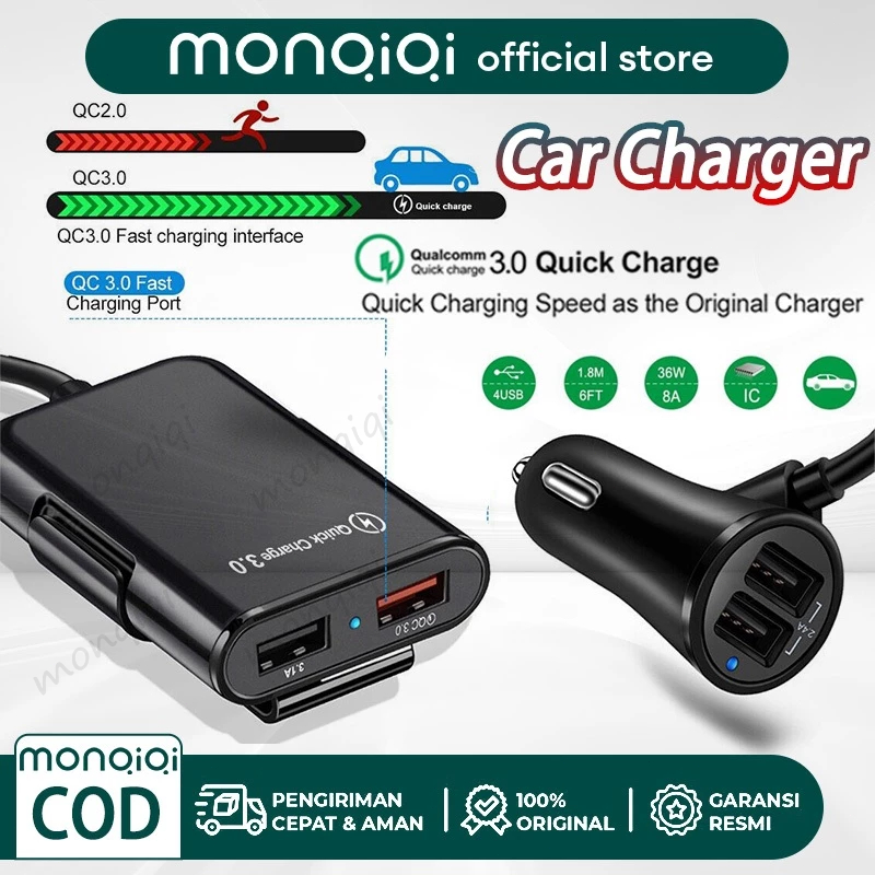 Jual Monqiqi Car Charger Adapter Socket Colokan Mobil Charger HP 4 Port ...