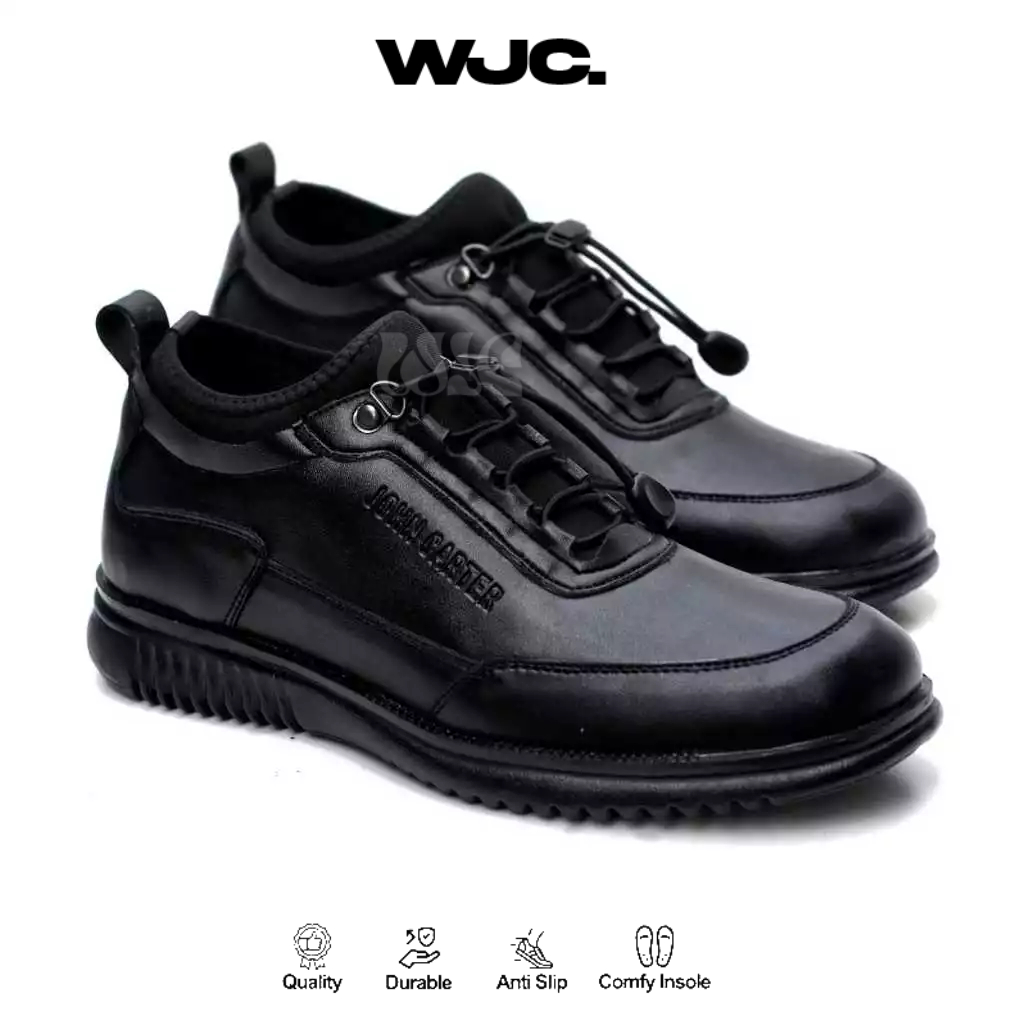 Jual Sepatu Formal Pantofel Hitam Kerja Casual Kulit Pu Pria | Shopee ...