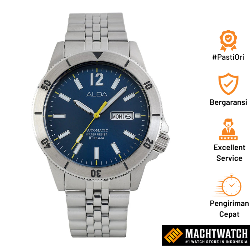 Jual Jam Tangan Pria Alba Mechanical AL4649X1 Automatic Men Blue Dial ...