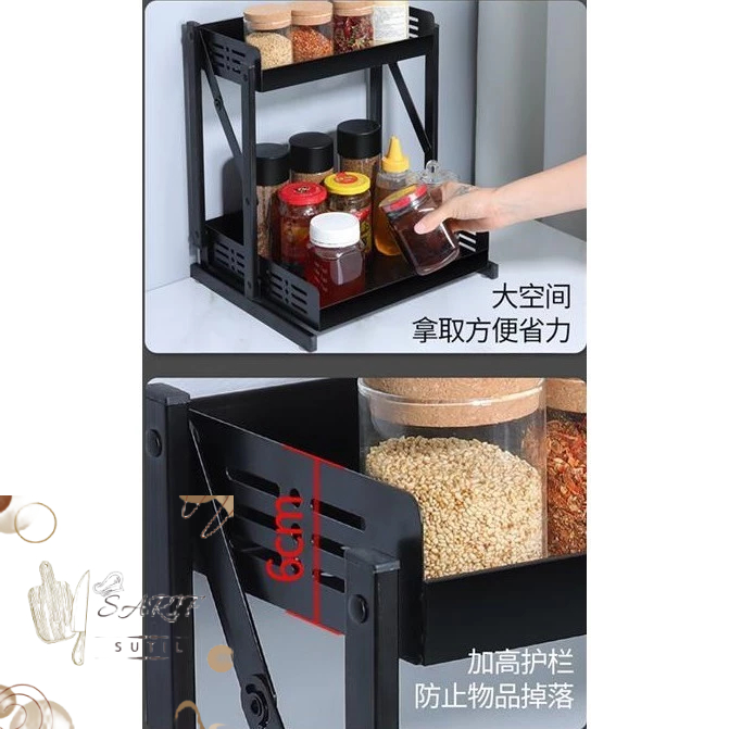 Jual Rak Bumbu Lipat Stainless 3 Susun Hitam Anti Karat Rak Dapur ...