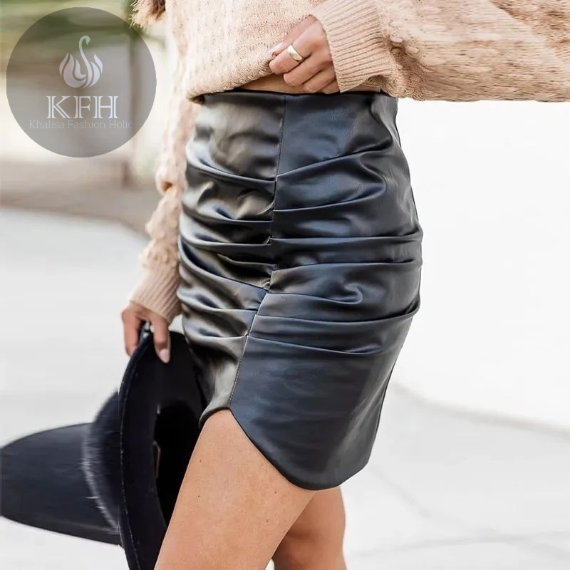 Jual Rok Kulit Kerut Berlipat Asimetris Tidak Beraturan Rok Rempel ...