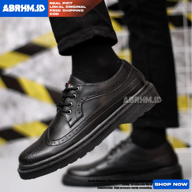 Jual ABRHM Sepatu Formal Pantofel Docmart Hitam Oxford Kerja Pria ...