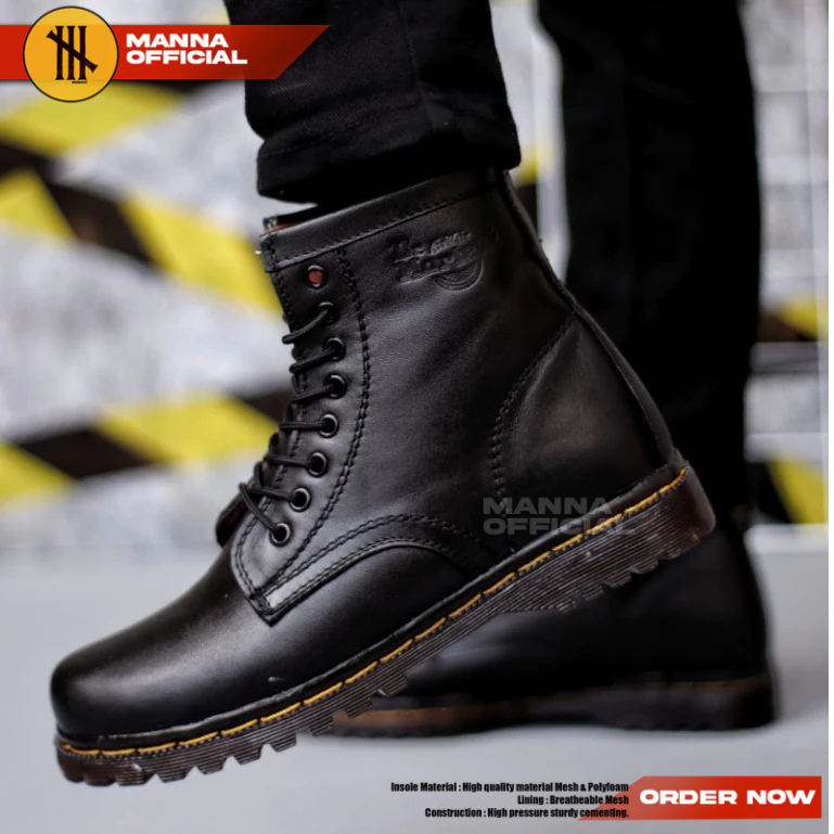 Jual Sepatu Docmart Boots Hitam Kulit Asli Pria | Shopee Indonesia