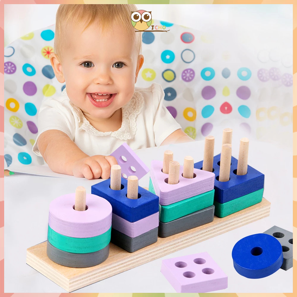 Jual JCHO Puzzle geometri anak Mainan edukatif mencocokan bentuk ...