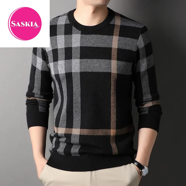 Jual sweater rajut oblong crew-neck rajut tebal skrip pria | Shopee ...