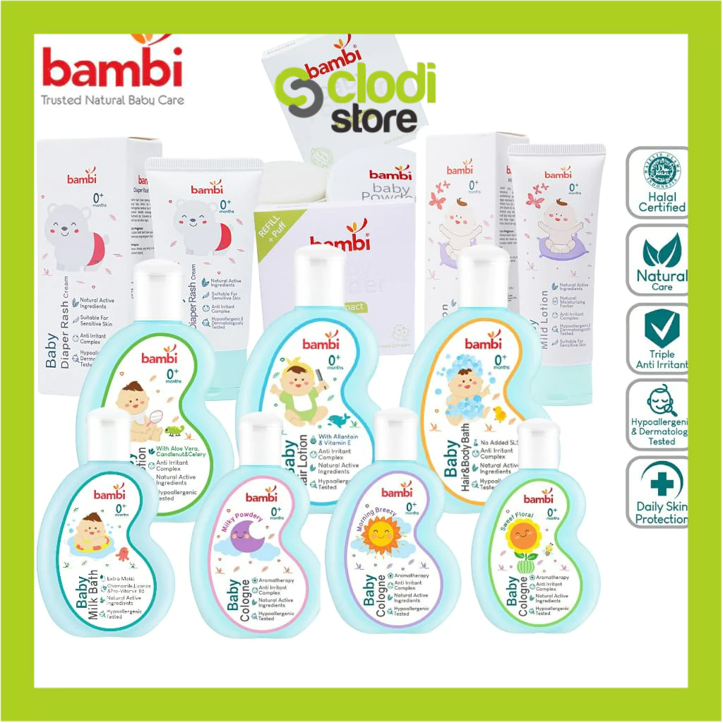 Jual Bambi Baby Care Cologne / Compact Powder / Hair Lotion / Anti ...