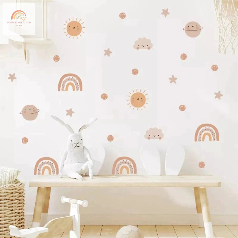 Jual Wall stiker Dinding Aesthetic Rainbow Planet Space star Sticker ...