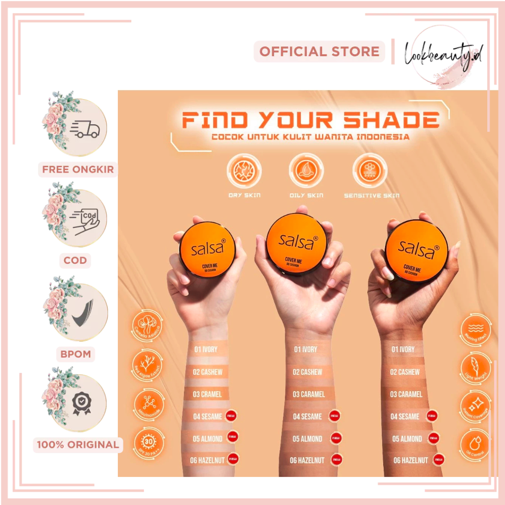 Jual SALSA Cover Me BB Cushion - Semi Matte with Red Algae Niacinamide ...