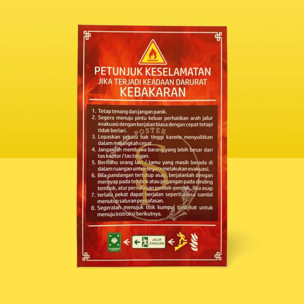 Jual Stiker Petunjuk Keselamatan Terjadi Kebakaran 31x19 cm | Keadaan ...