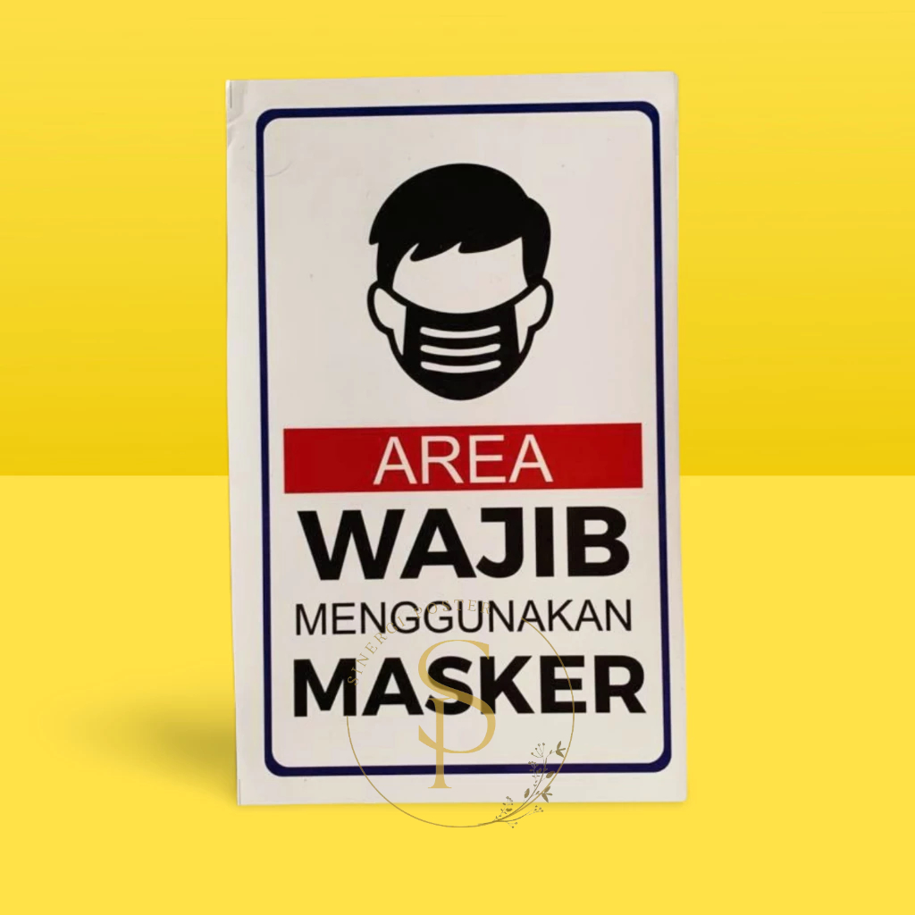 Jual Stiker Area Wajib Menggunakan Masker 31x19 cm | Stiker Peraturan ...
