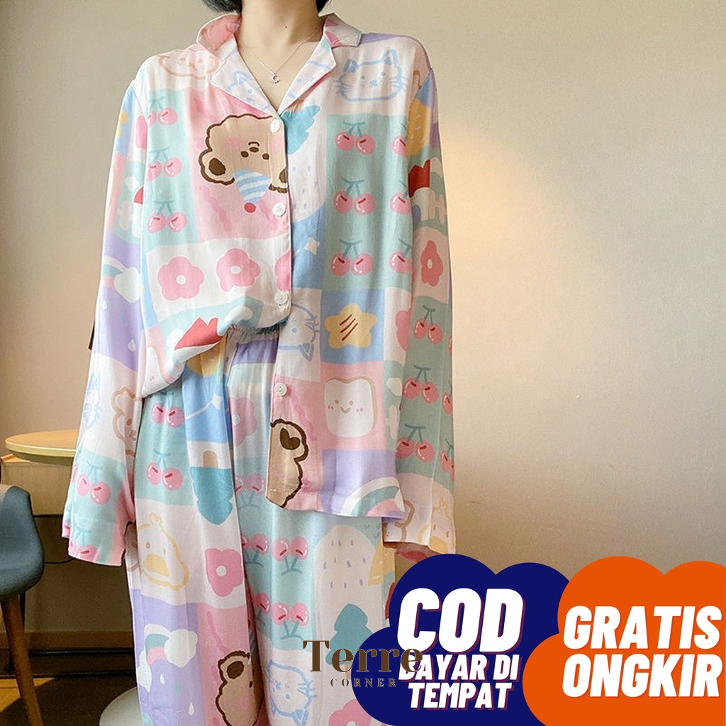 Jual Baju Tidur Piyama Wanita Jules Pajama Set Sleepwear Karakter ...