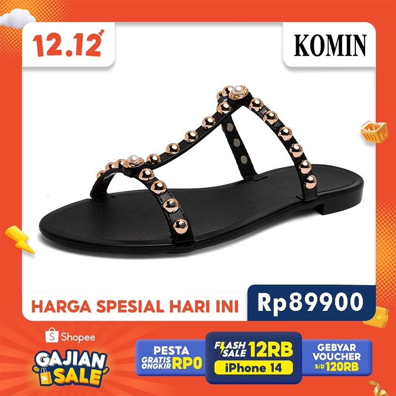 Jual KOMIN-Sandal Wanita Teplek Casual Model Duri Sendal Slop Empuk ...