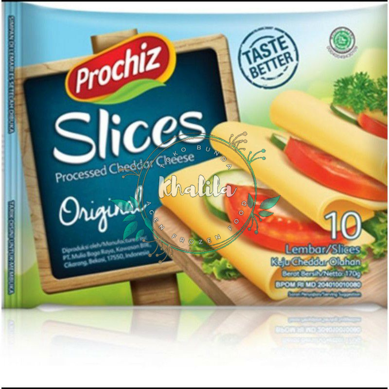 Jual KEJU PROCHIZ CHEDDAR SLICE ORIGINAL 160 GRAM ISI 10 LEMBAR ...