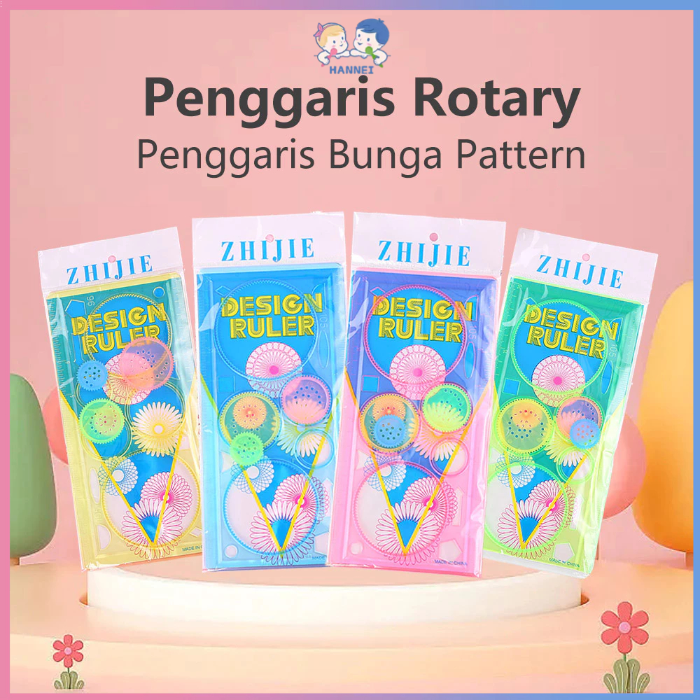Jual Hannei Penggaris Rotary Penggaris Bunga Pattern Spirograph ...