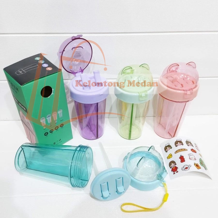 Jual BOTOL MINUM 2 SISI BOTOL MINUM ANAK ADA STICKER BOTOL MINUM 420 ML ...