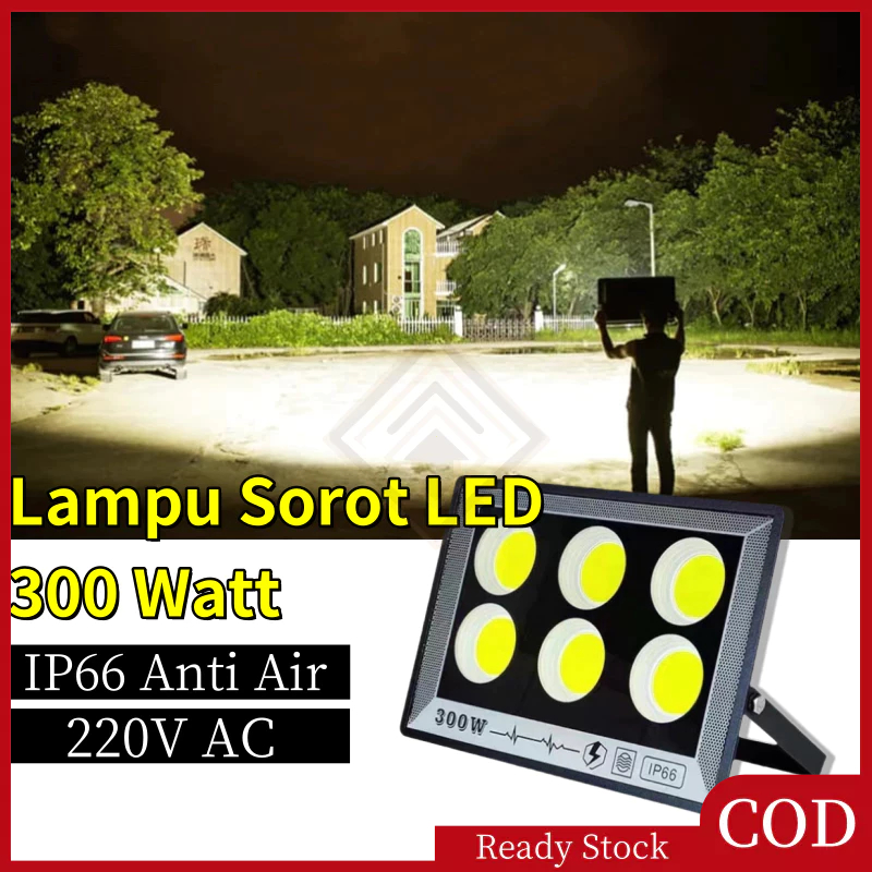 Jual Lampu Sorot LED COB 300 Watt Putih Super Bright / Lampu LED Sorot Tembak COB SNI Floodlight ...