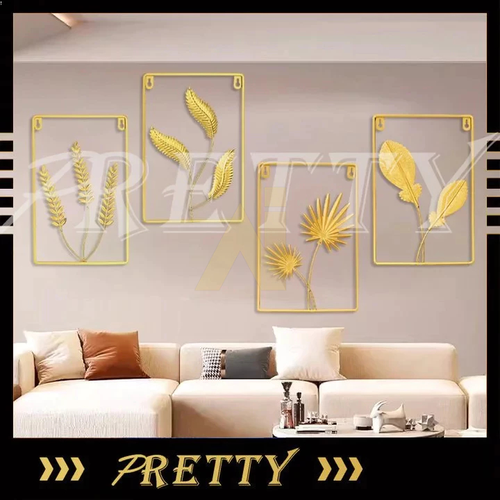Jual COD Mural tanaman besi / lukisan dekoratif daun emas / gaya ...