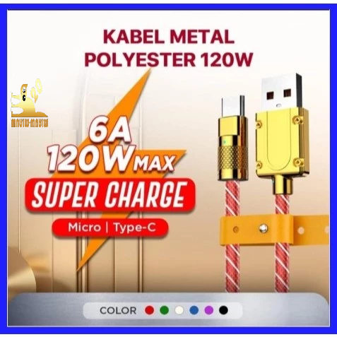 Jual Kabel 120W POLYESTER kabel data Fast Charging Type-C Mikro Usb ...