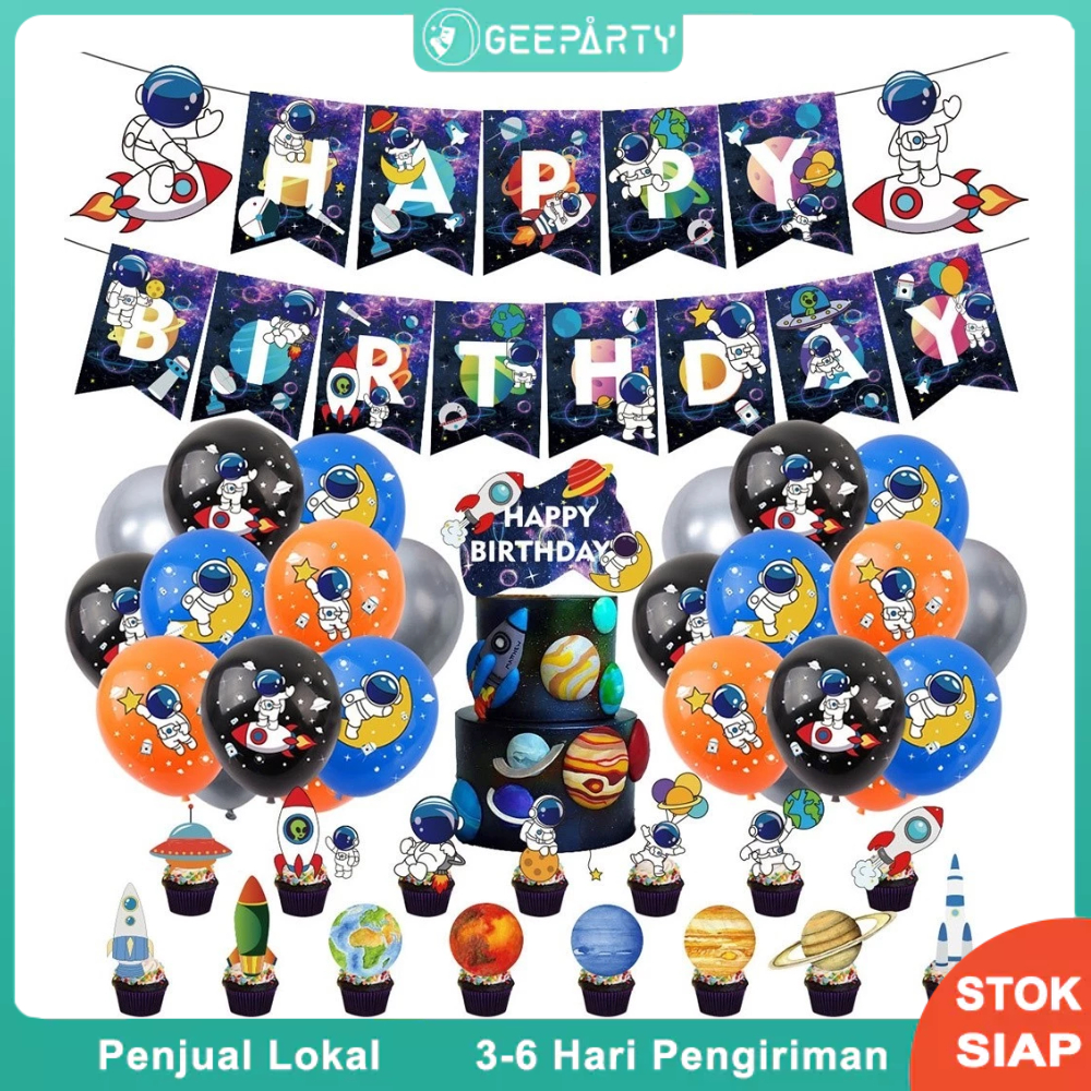 Jual Balon Spanduk Pesta Luar Angkasa Kue Topper Untuk Dekorasi ...