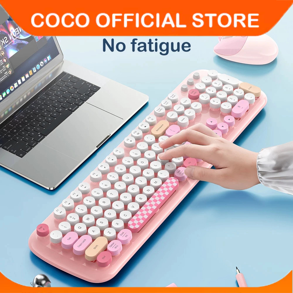 Jual Set Keyboard Nirkabel Kantor 2.4Ghz Bentuk Kucing Lucu Keyboard ...