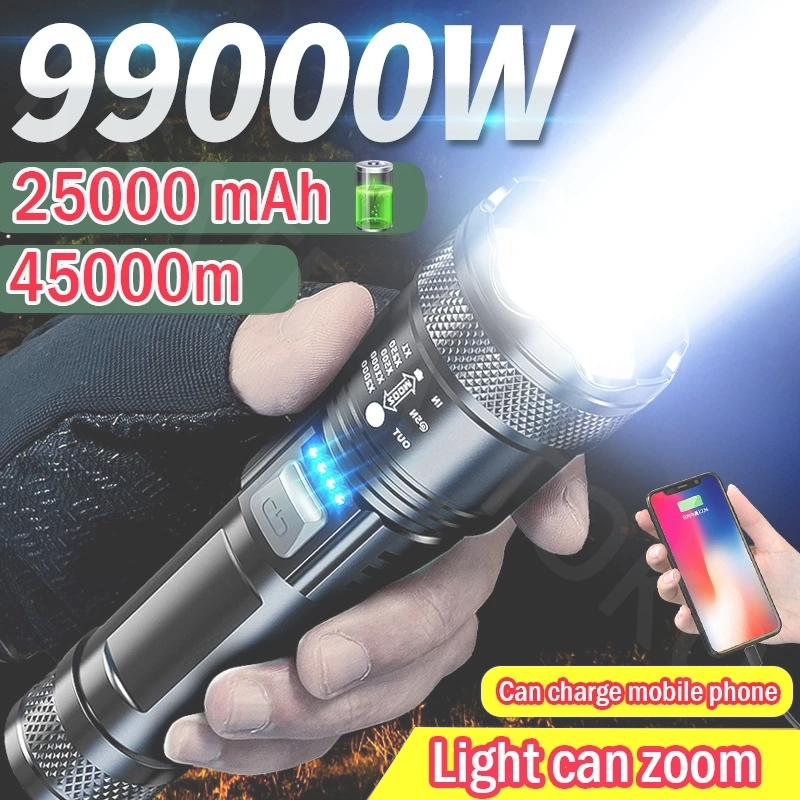 Jual 【COD】Senter LED Super Terang 10000 Lumens Jarak Jauh Ringan Tahan Air IPX4 Zoom USB ...