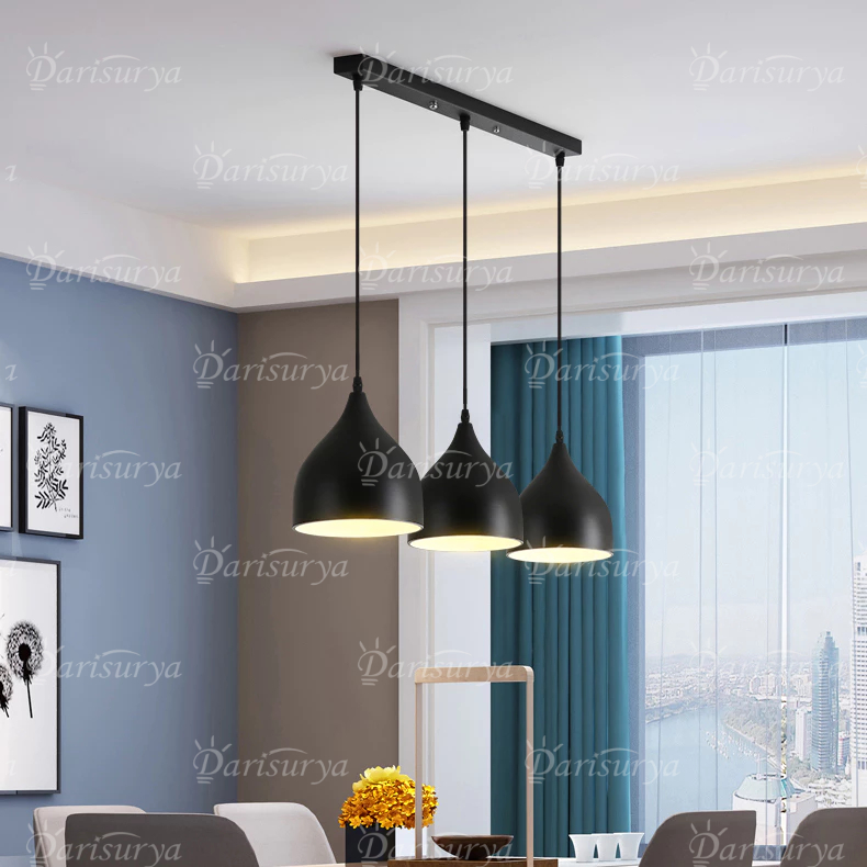 Jual Lampu Gantung Minimalis Nordik Modern Tangga 3 In 1 Lampu Gantung Ruang Meja Makan Mini Bar ...