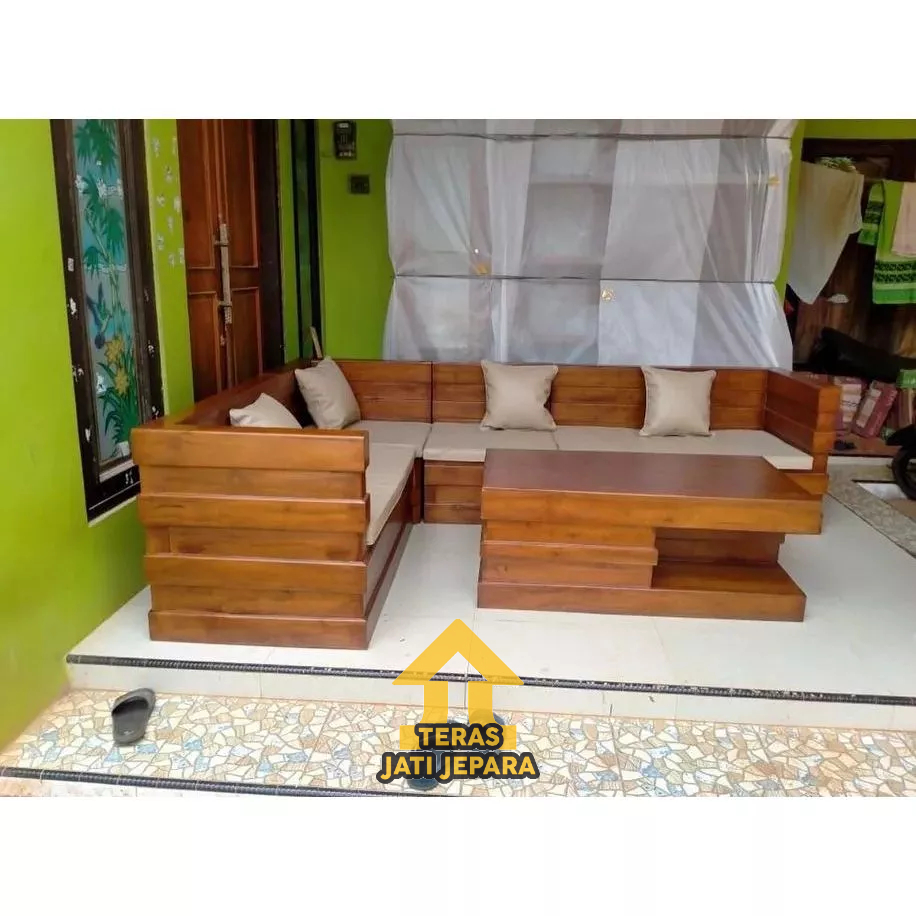 Jual Kursi Sudut Box + Bantal / Kursi Tamu Minimalis / Meja Teras Kayu ...