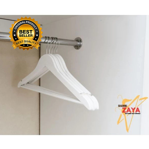 Jual 6PCS HANGER KAYU PALANG KAYU WARNA PUTIH | Shopee Indonesia