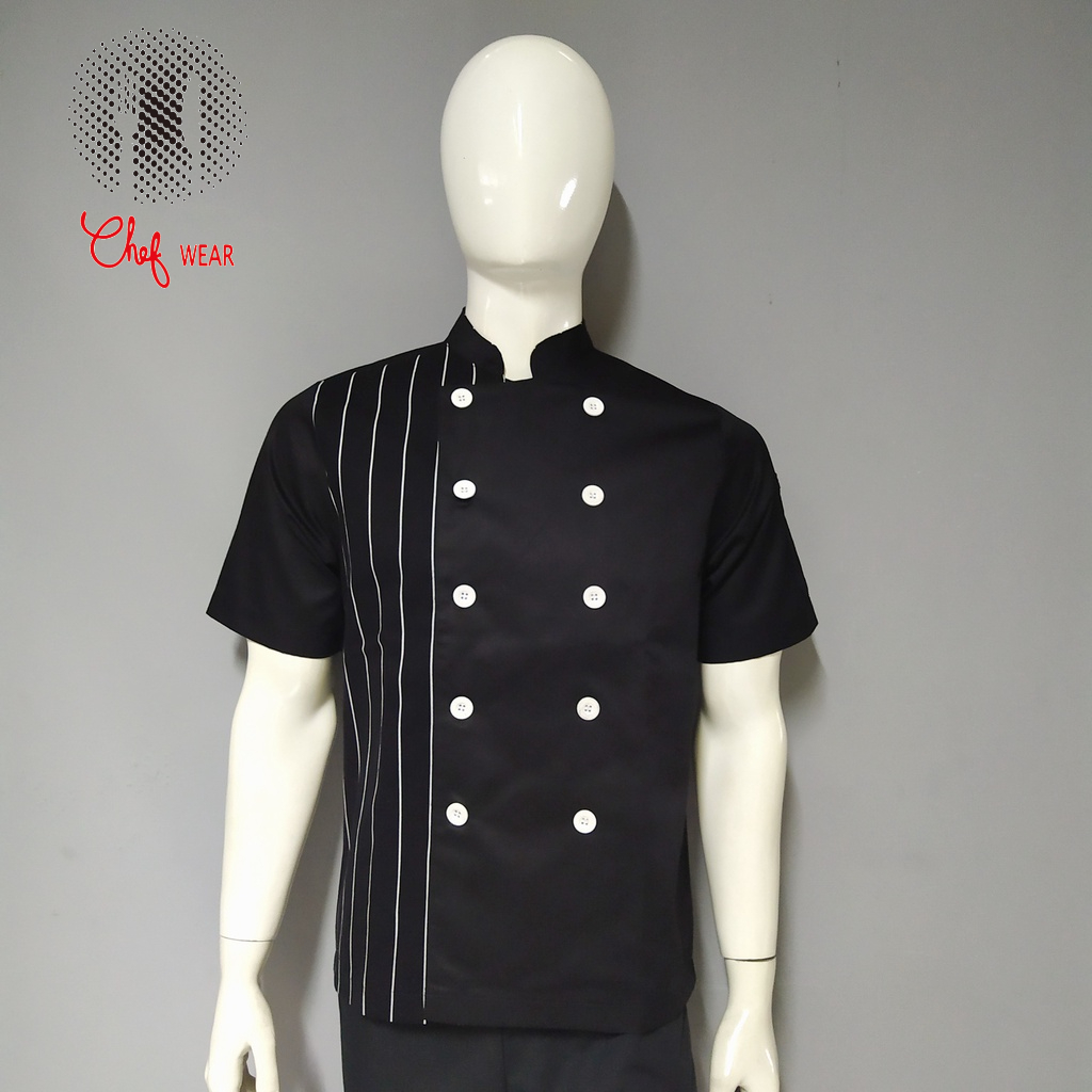 Jual Chef Wear MANAMA STRIPE Baju Koki SS Hitam STRIPE Komb | Shopee ...