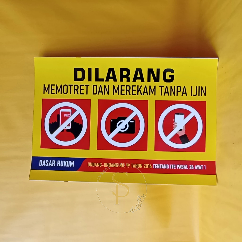 Jual Poster Peraturan | Poster Larangan Memotret dan Merekam Tanpa Ijin ...