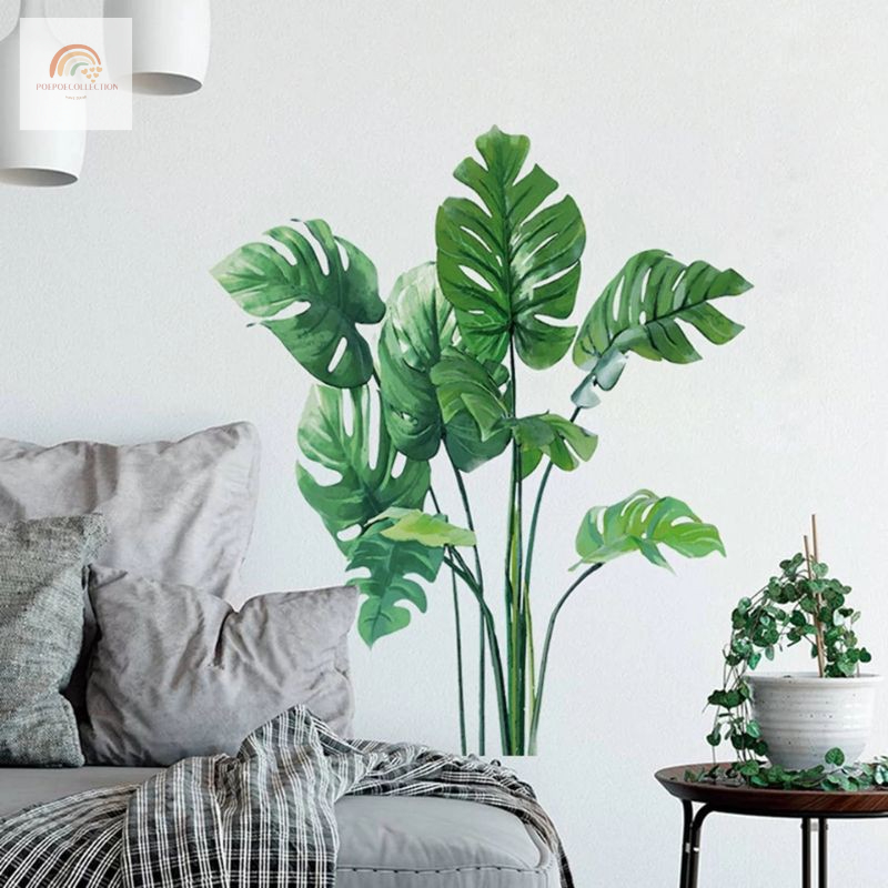 Jual Stiker Dinding Kamar Tidur Tanaman Tangkai Monstera Watercolor ...