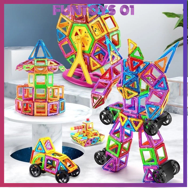 Jual 148 Pcs Magnetic Tiles Block Mainan Edukasi Anak Magnet DIY Keping ...