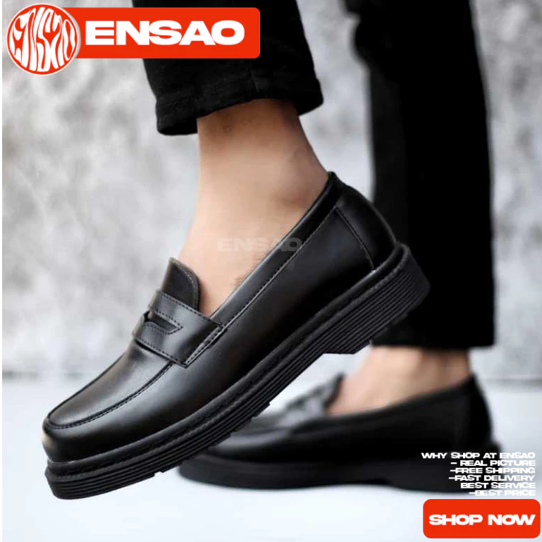 Jual Sepatu Pantofel Formal Fullblack Loafers Slop Docmart Kerja Pria ...