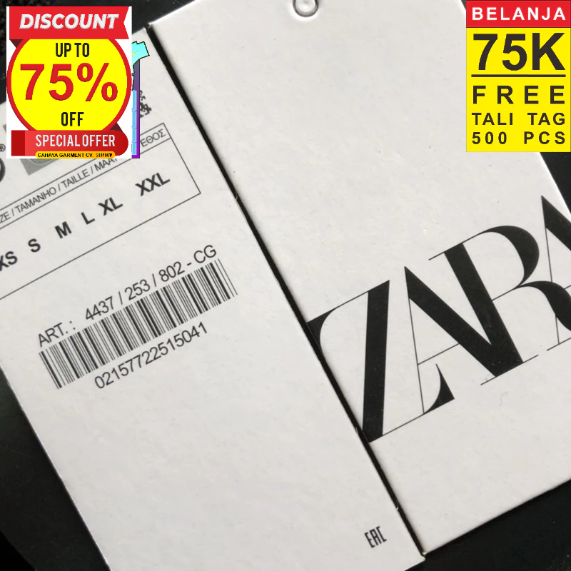 Jual ZARA MAIN TAG BARCODE SUPER PREMIUM SUPER TEBAL VARIASI CO 1X DI ...