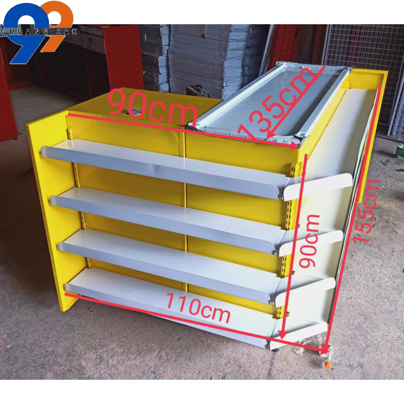 Jual Meja Kasir - Meja Rak Minimarket 4 Susun Model L | Shopee Indonesia