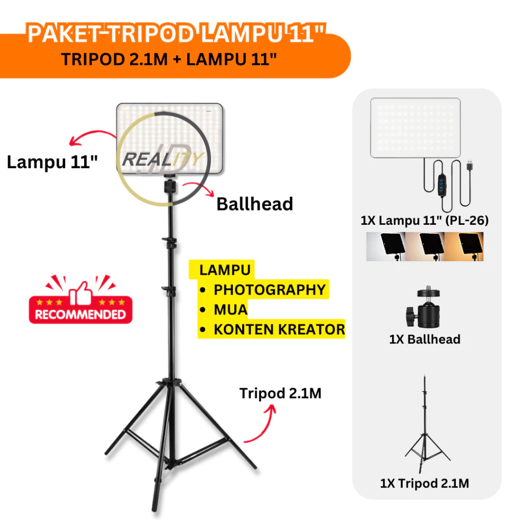 Jual [PAKET] TRIPOD 2 METER + LAMPU FOTOGRAFI PL-26 11 INCH LAMPU MUA FOTO STUDIO KONTEN KREATOR ...