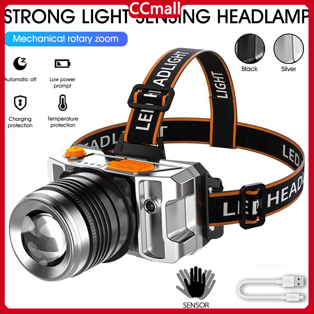 Jual COD & READY STOK SENTER KEPALA ZOOM SUPER TERANG LED 60W RECHARGEABLE USB TYPE C SENTER ...