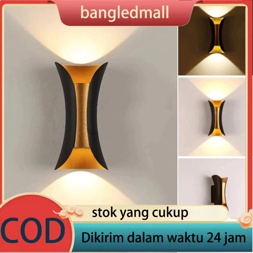 Jual Lampu Dinding Led Wall Light Outdoor 2Arah 2X5W Hitam Gold / Lampu ...