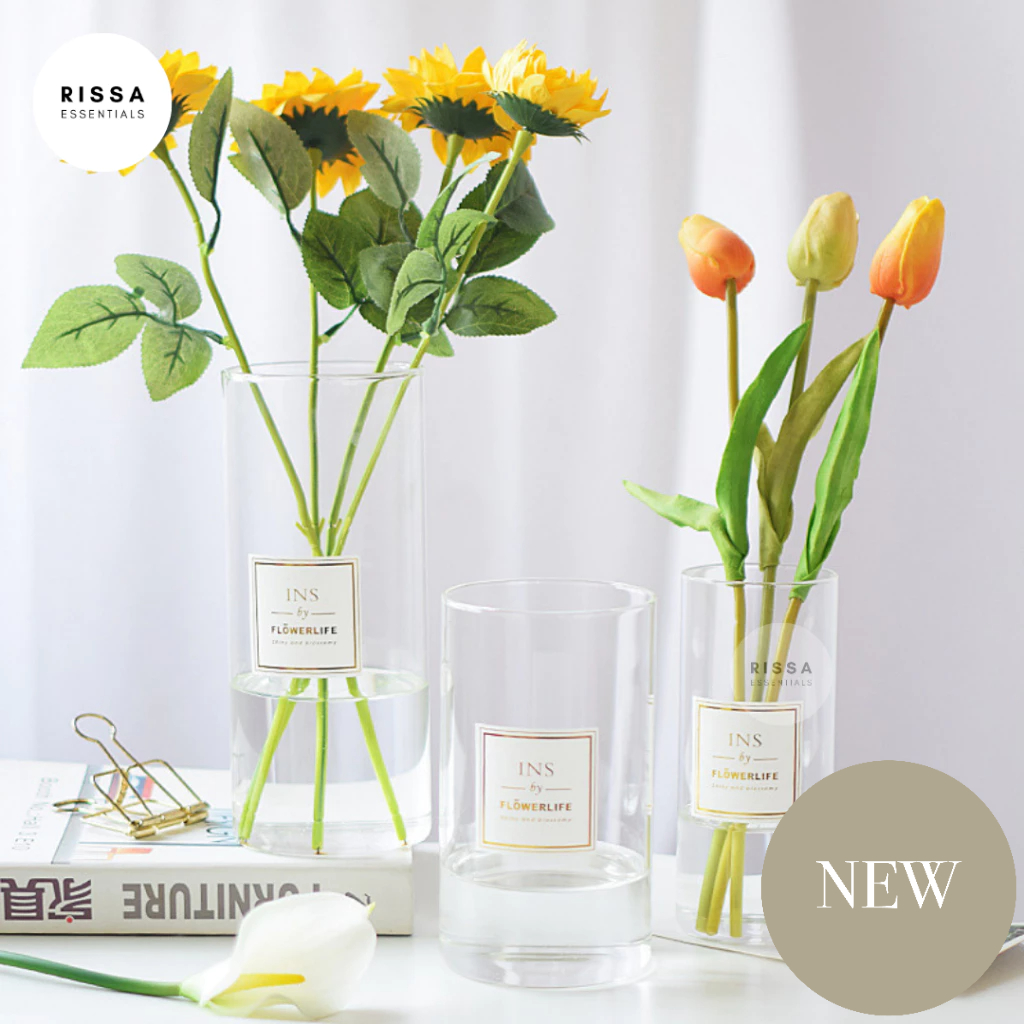 Jual [RISSA] Vas Bunga Rhea Vas Kaca Bening Tinggi Minimalis Toples ...