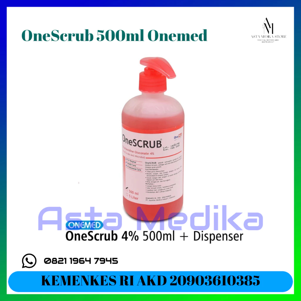Jual ONESCRUB Onemed 4% Hand Scrubs 500ml + Pump Dispenser / Antiseptic ...
