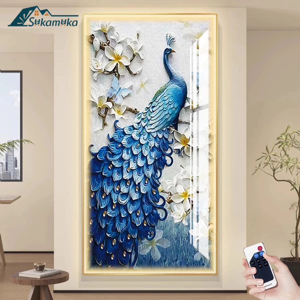 Jual Remote&Terbaru Lampu lukisan Dinding Modern Merak Jumbo Ruang Tamu ...