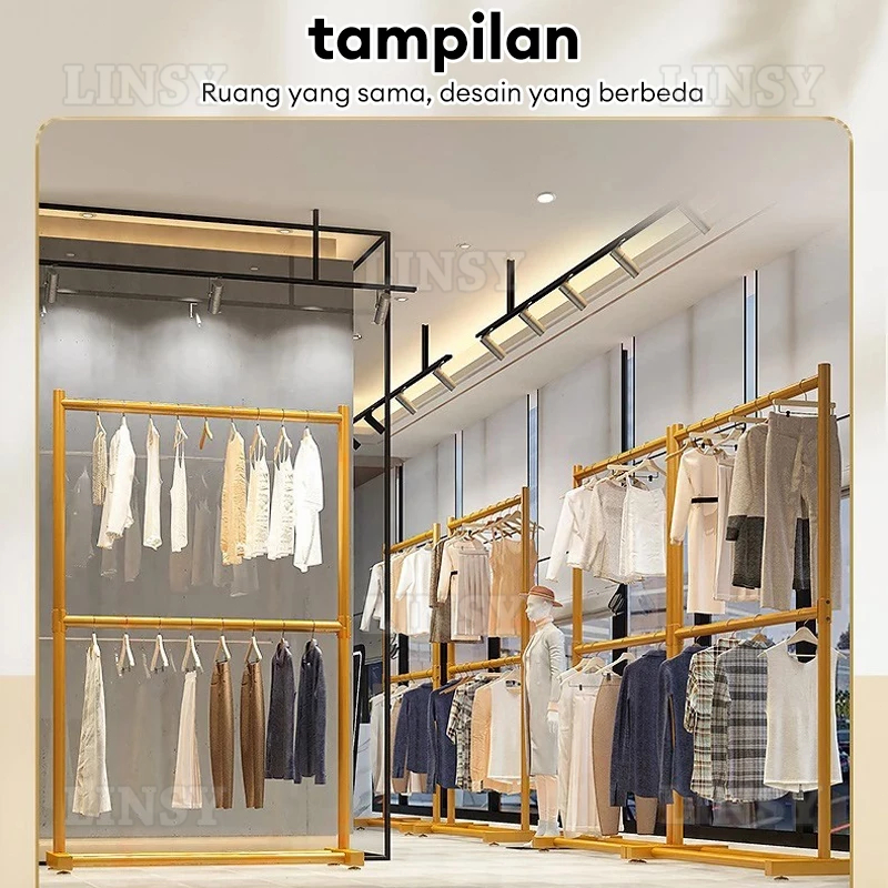 Jual Rak Baju Gantung Berdiri 2 Susun Rak Gantungan Baju Besi Rak Baju ...