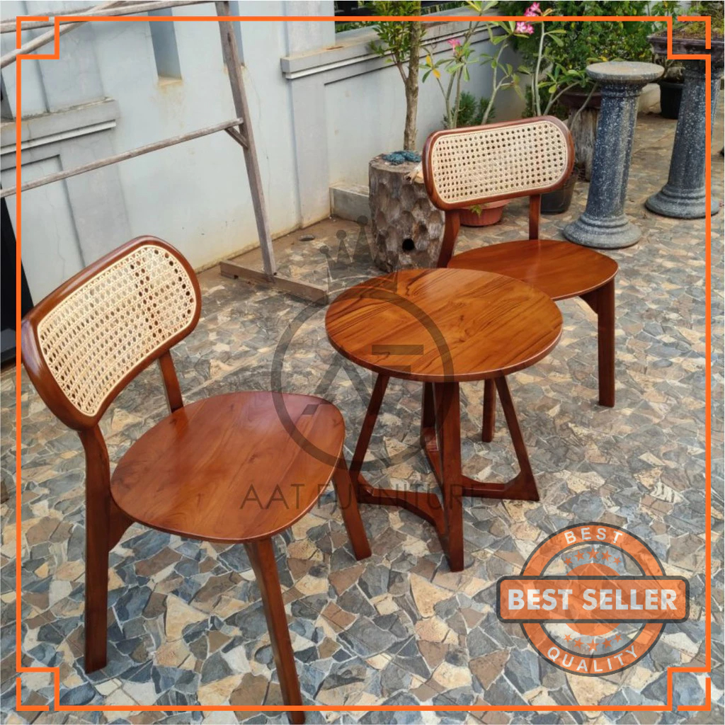 Jual [ Kursi Cafe ] SET KURSI KACANG TERAS OVAL ROTAN KURSI MAKAN CAFE MINIMALIS | Shopee Indonesia