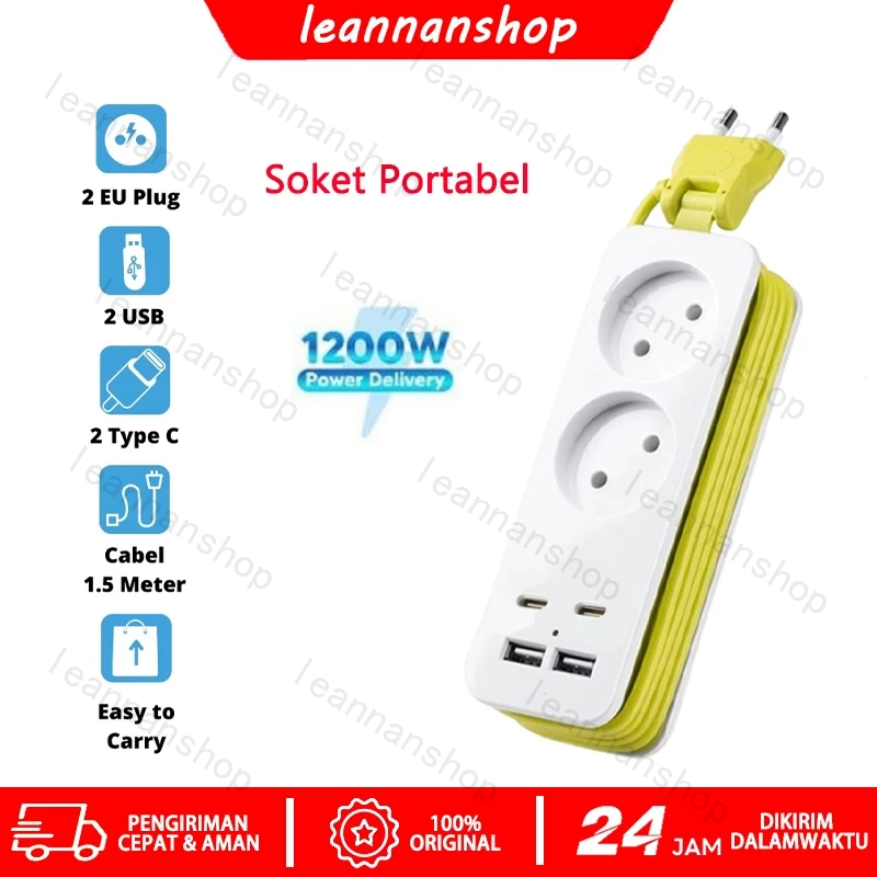 Jual Stop Kontak Power Strip Adapter with 4 USB Ports and 2 Lubang Colokan / Stop Kontak ...